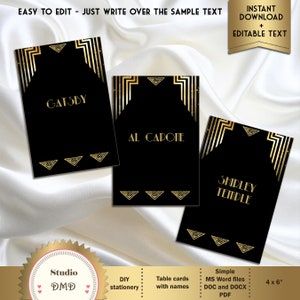 Printable Table Cards Template With the Names, Art Deco Great Gatsby ...