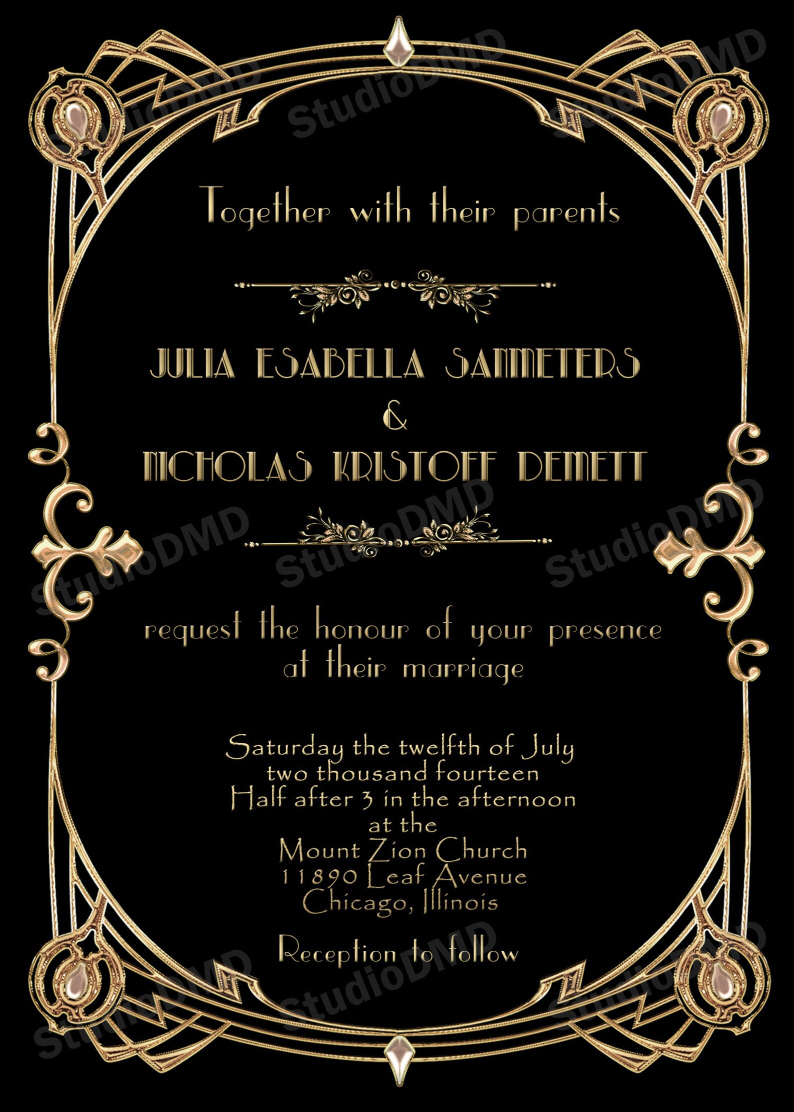 Great Gatsby Style Art Deco Wedding Invitation Great Gatsby - Etsy