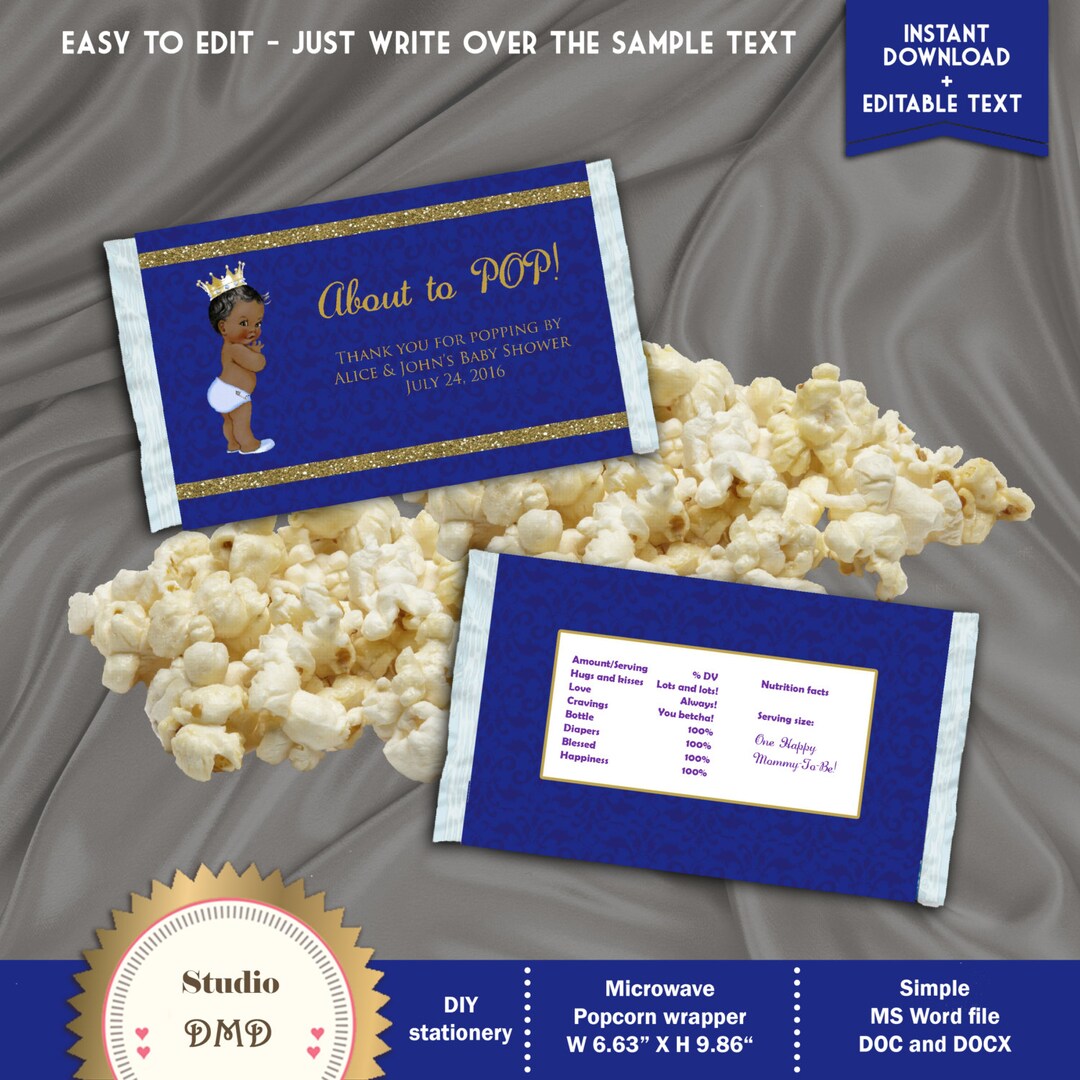 Printable Microwave Popcorn Wrapper Ready to Pop Little - Etsy
