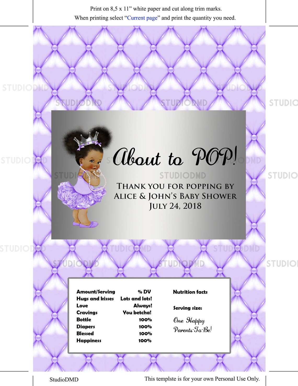 Printable Microwave Popcorn Wrapper Baby Girl Ready to Pop - Etsy