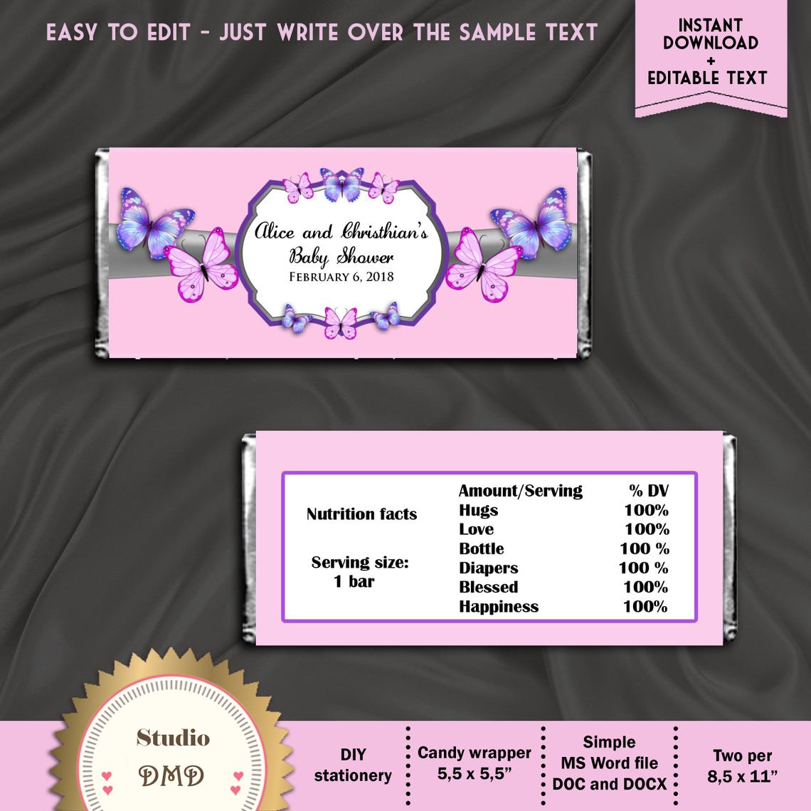 Printable Candy Bar Wrapper Hershey's Chocolate Wrapper - Etsy