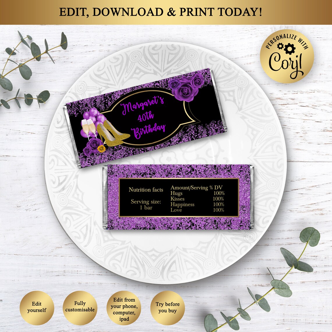 Printable Candy Bar Wrapper Hershey's Chocolate Wrapper - Etsy