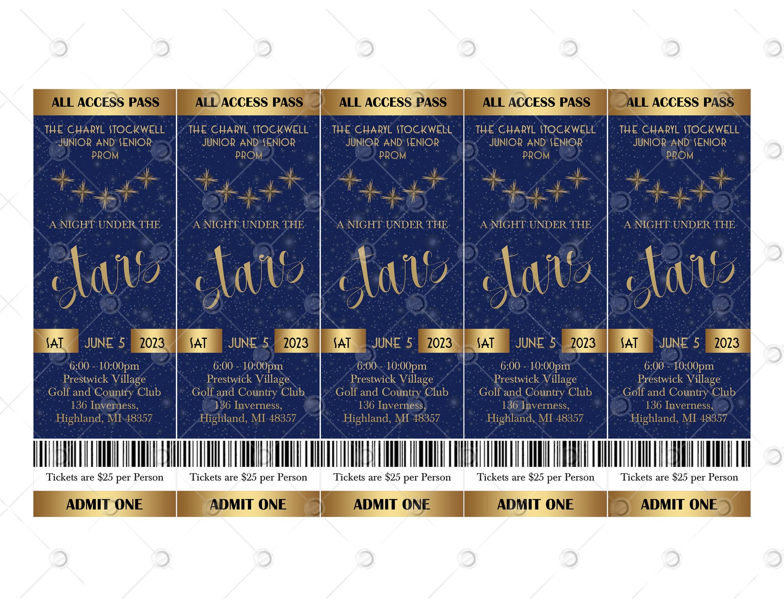 Printable Prom Ticket Invitation A Night Under the Stars - Etsy