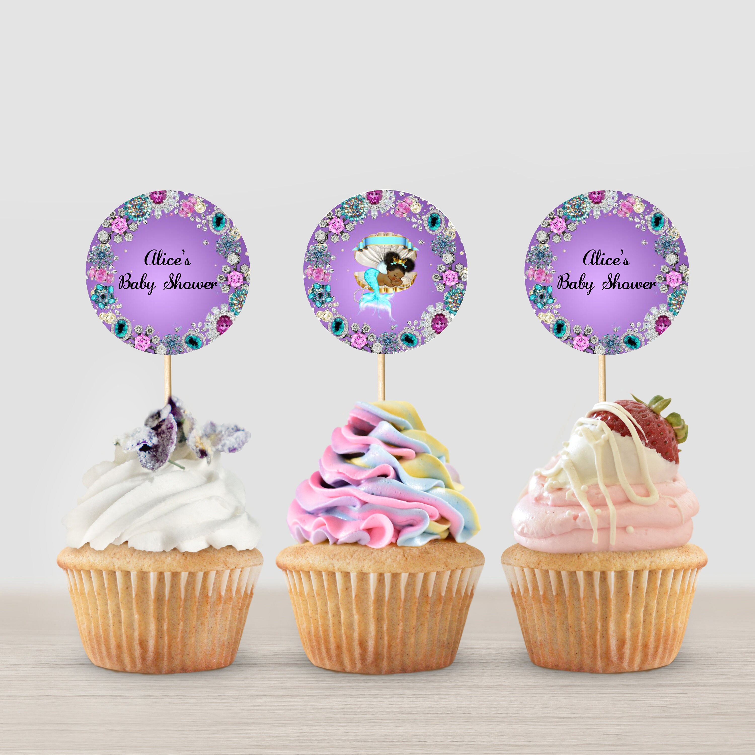 Printable Cupcake Toppers Labels Little Mermaid Baby Shower | Etsy