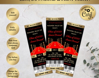 Old Hollywood Art Deco Red Carpet Gold Movie Ticket Prom - Etsy