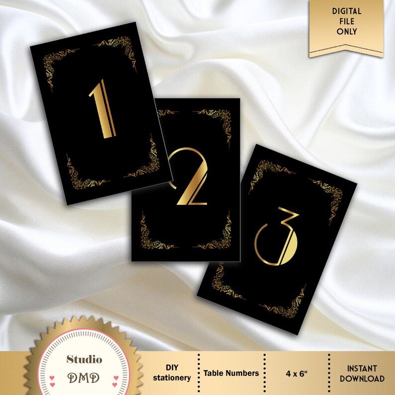 Great Gatsby Art Deco Table Cards Table Numbers 4 X 6 | Etsy
