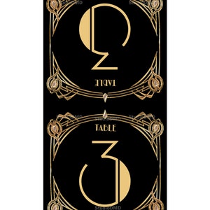 Great Gatsby Art Deco Table Cards, Table Numbers, Table Decoration ...