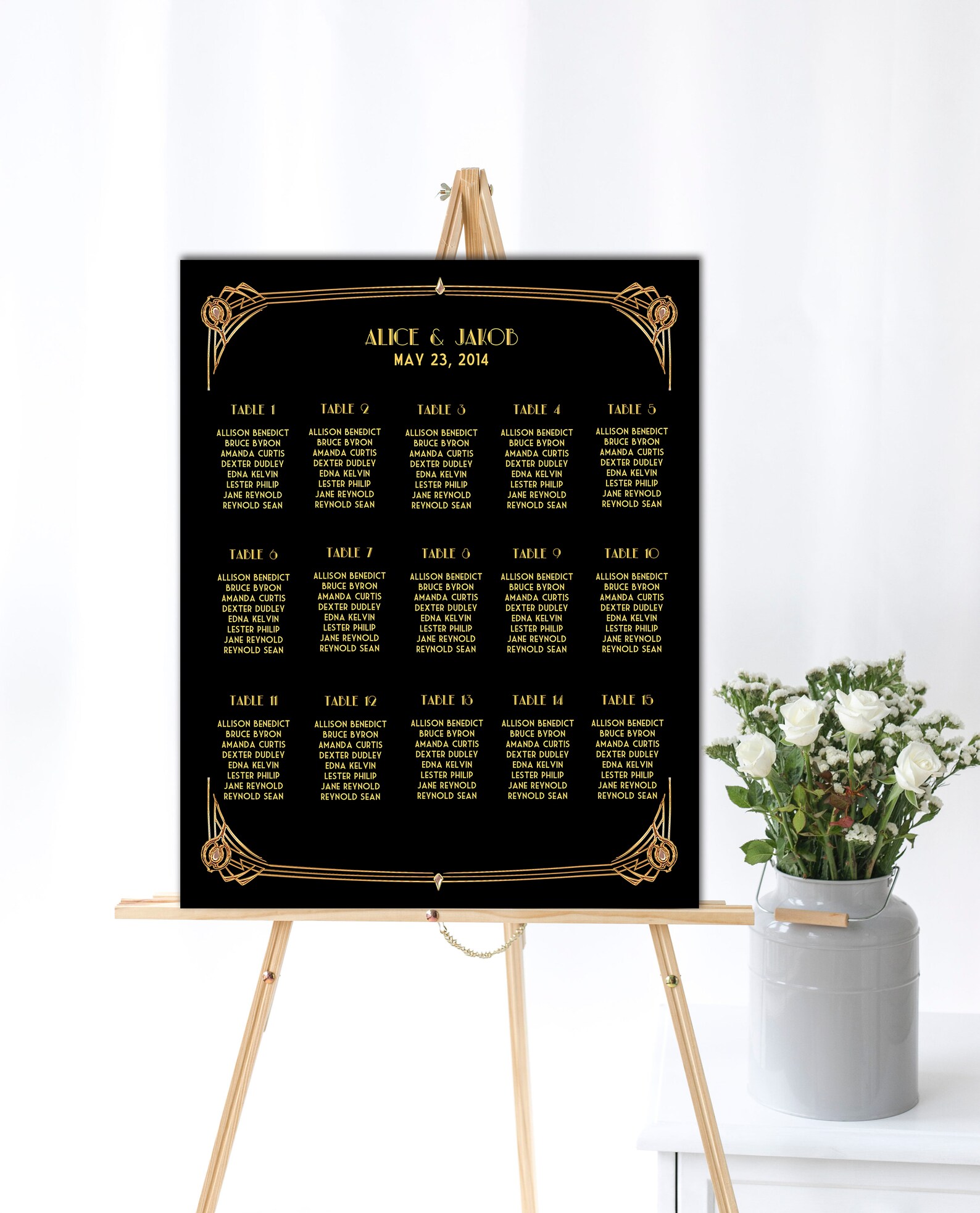 Wedding Seating Chart Art Deco Great Gatsby Inspired Black | Etsy