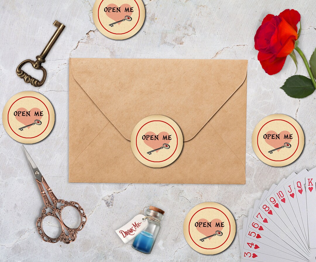 Alice in Wonderland Sticker, Open Me, Vintage Mad Hatter Tea Party ...