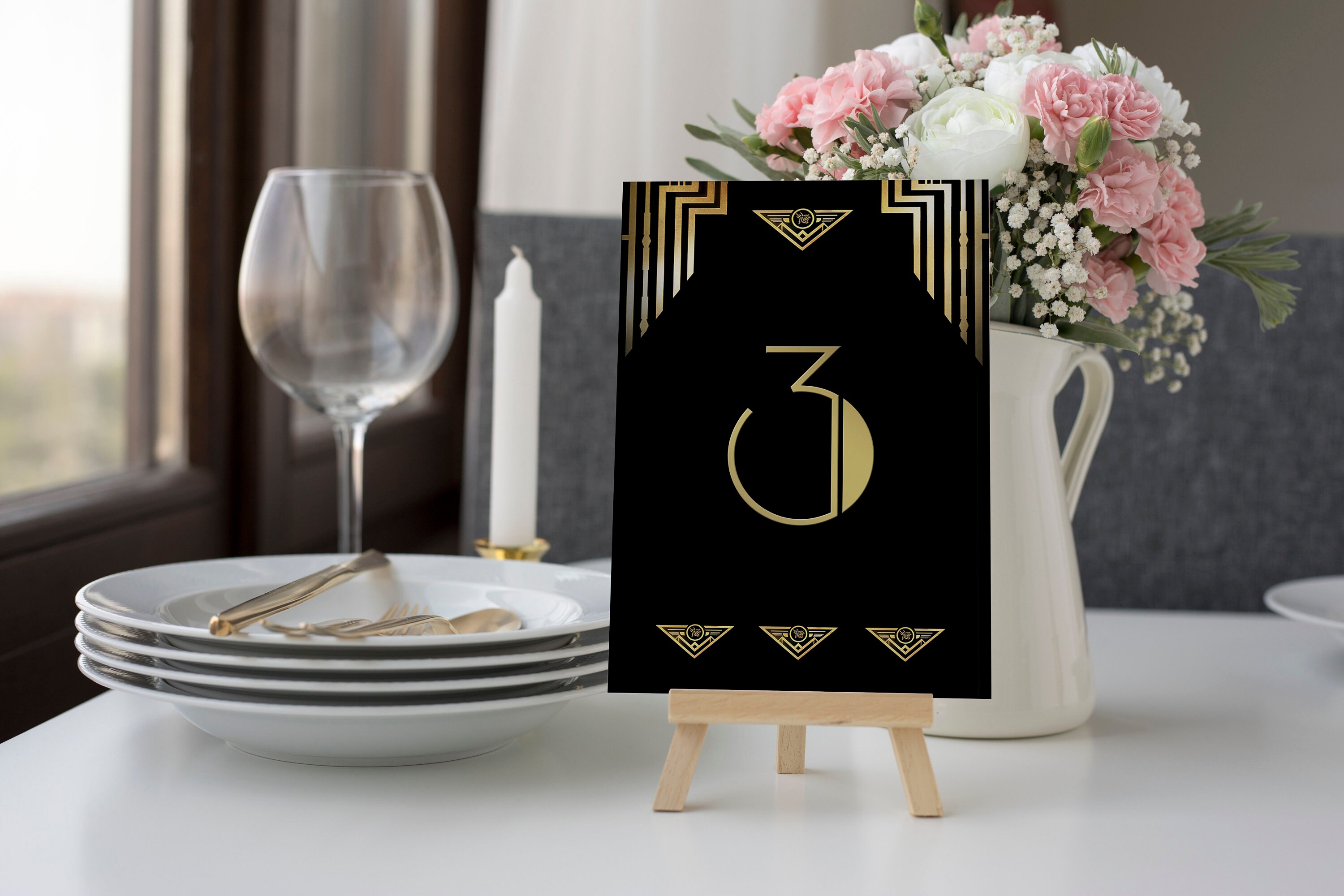 Great Gatsby Art Deco Table Cards Table Numbers 5 x 7 | Etsy