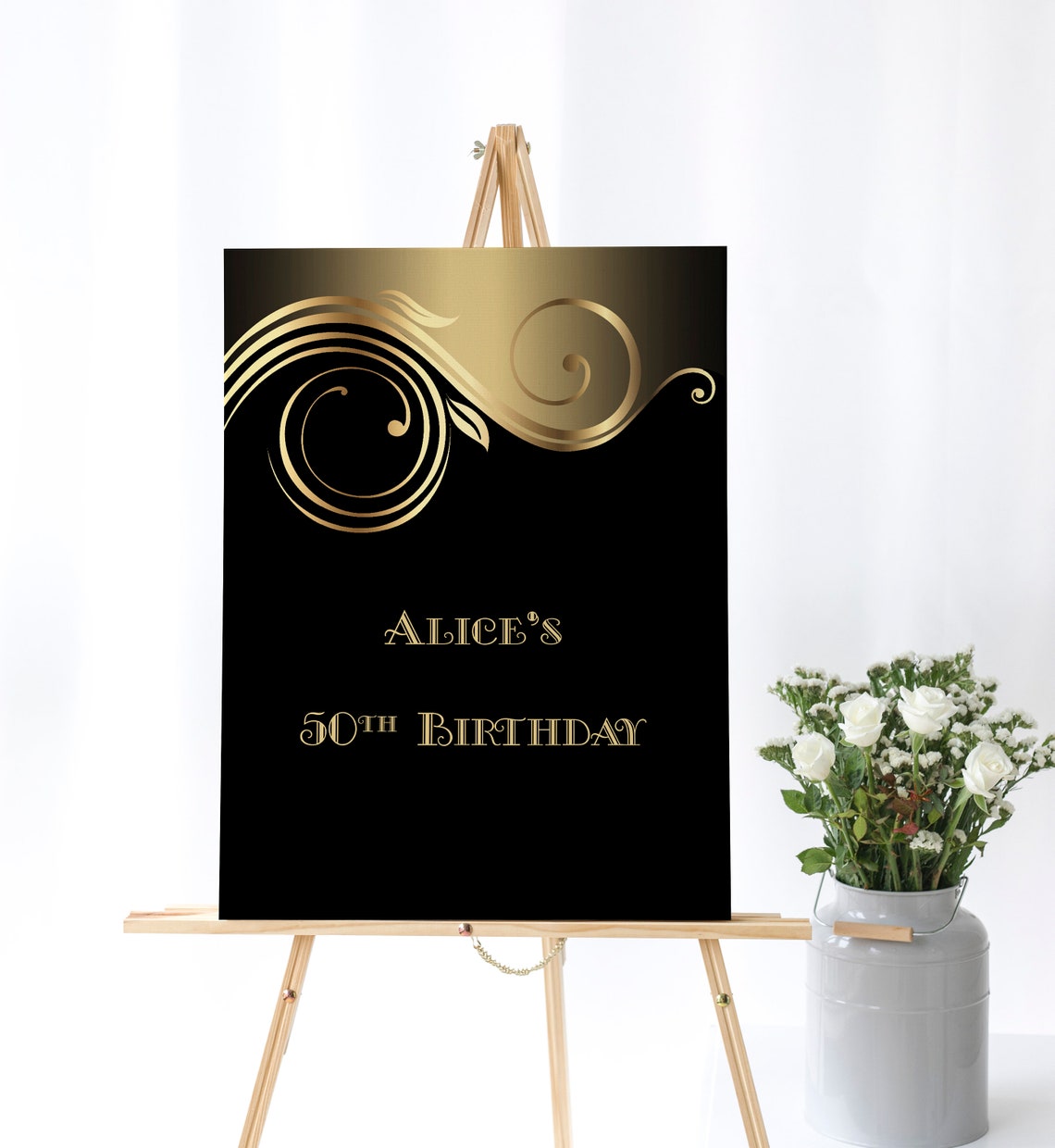 Personalized Elegant Birthday Sign Birthday Banner Birthday - Etsy