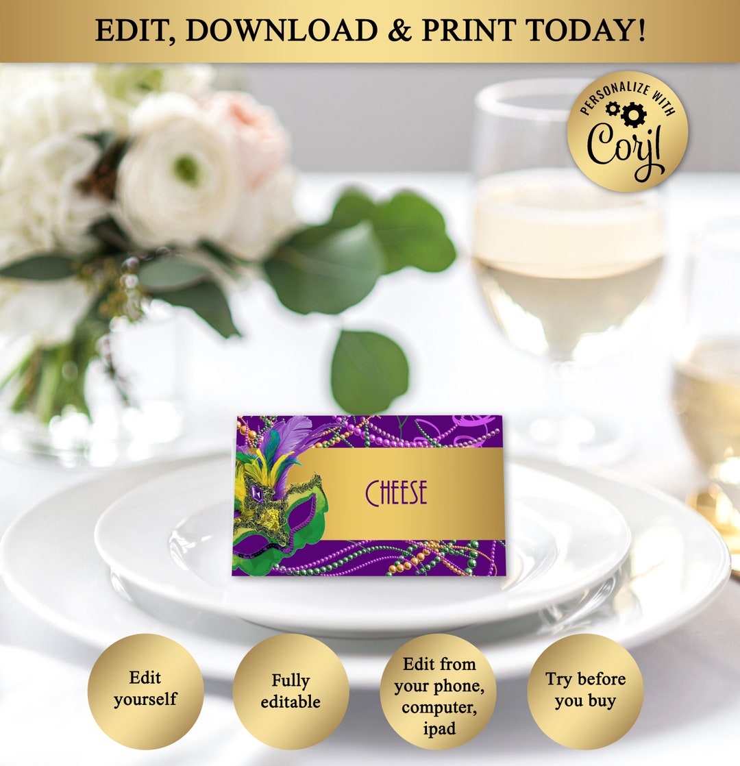 Printable Folding Food Tent Labels, Party Decoration, Mardi Gras ...