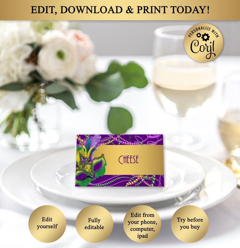 Printable Folding Food Tent Labels Party Decoration Mardi - Etsy