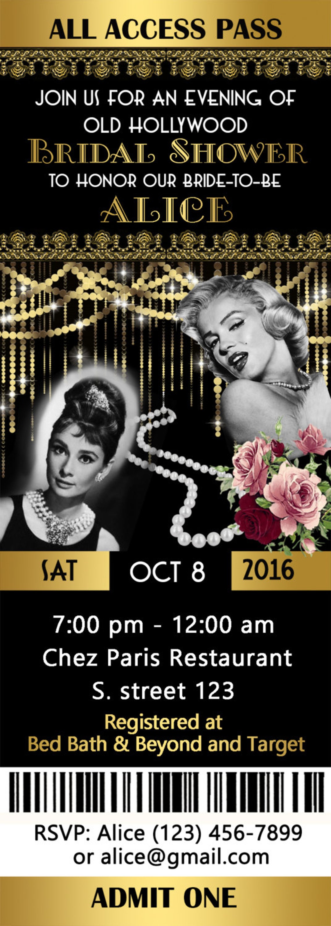 Old Hollywood Bridal Shower Invitation 1950's Style - Etsy