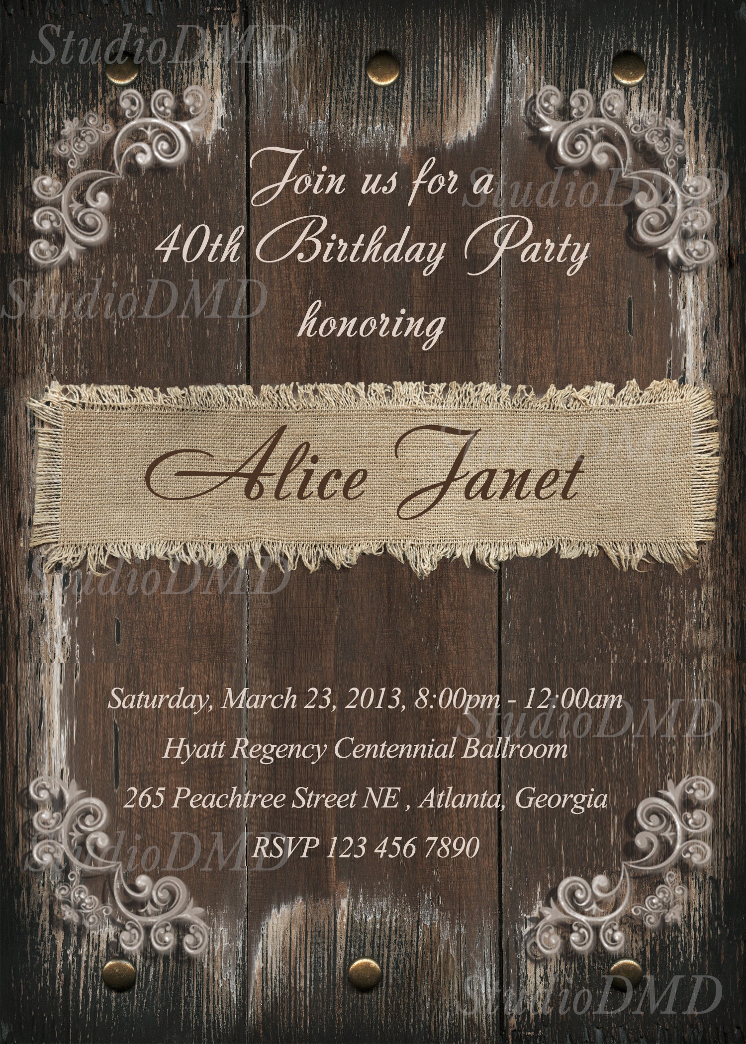 Rustic Birthday Party Invitation 21st 30th 40th 50th 60th 70th | Etsy