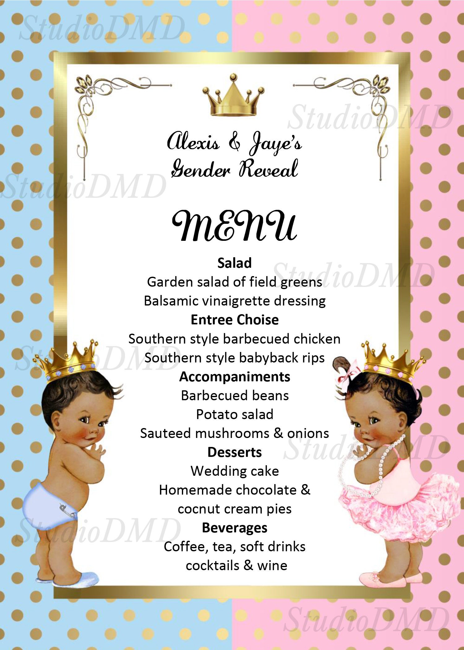Printable Menu Card Template Gender Reveal Menu Baby Shower | Etsy