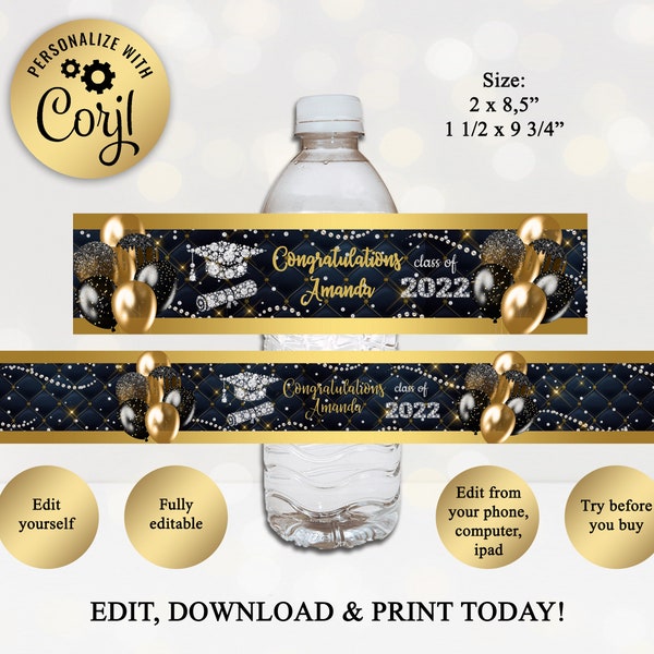 Graduation Water Bottle Label - Etsy