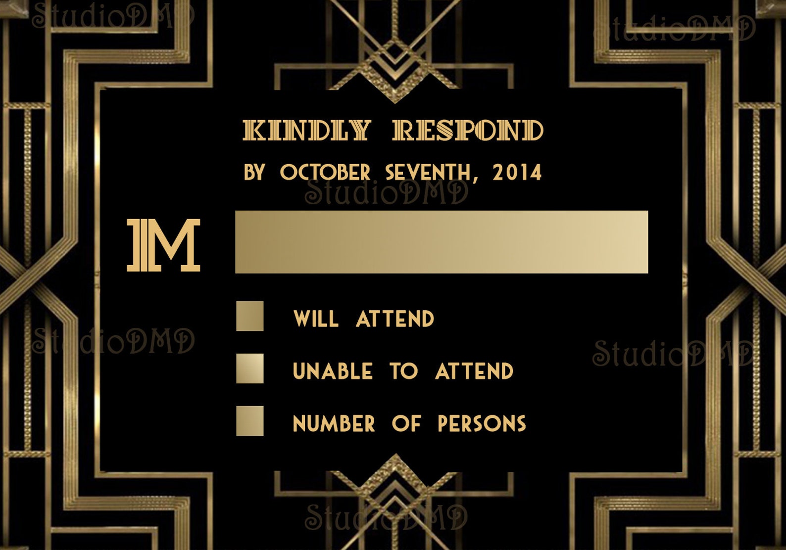 Great Gatsby Style Art Deco Wedding Invitation Suite With RSVP | Etsy