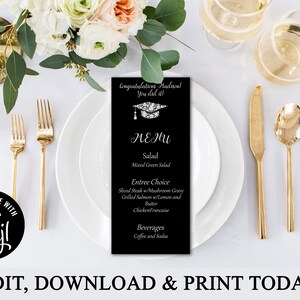 Printable Menu, Graduation Menu, Graduation Decoration, Diamonds ...