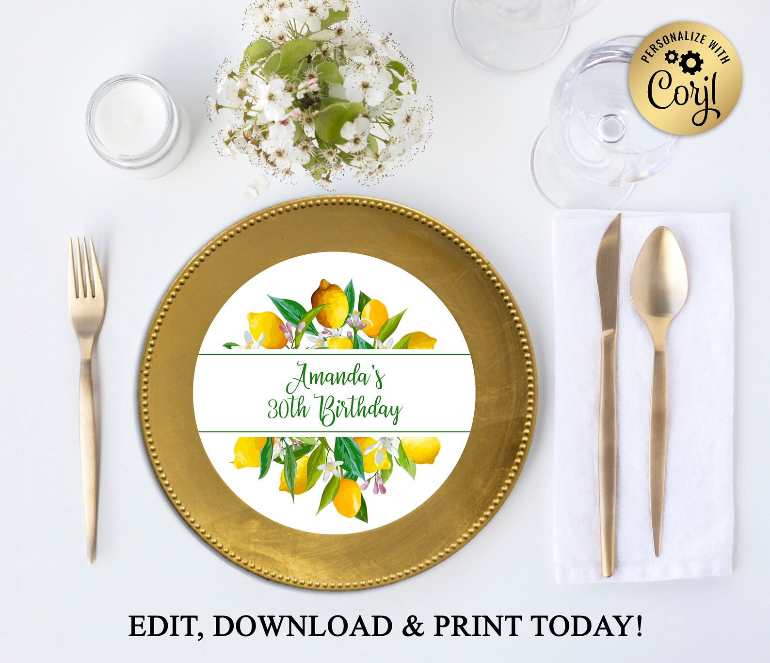 Printable Charger Plate Insert or Centerpiece Lemons - Etsy