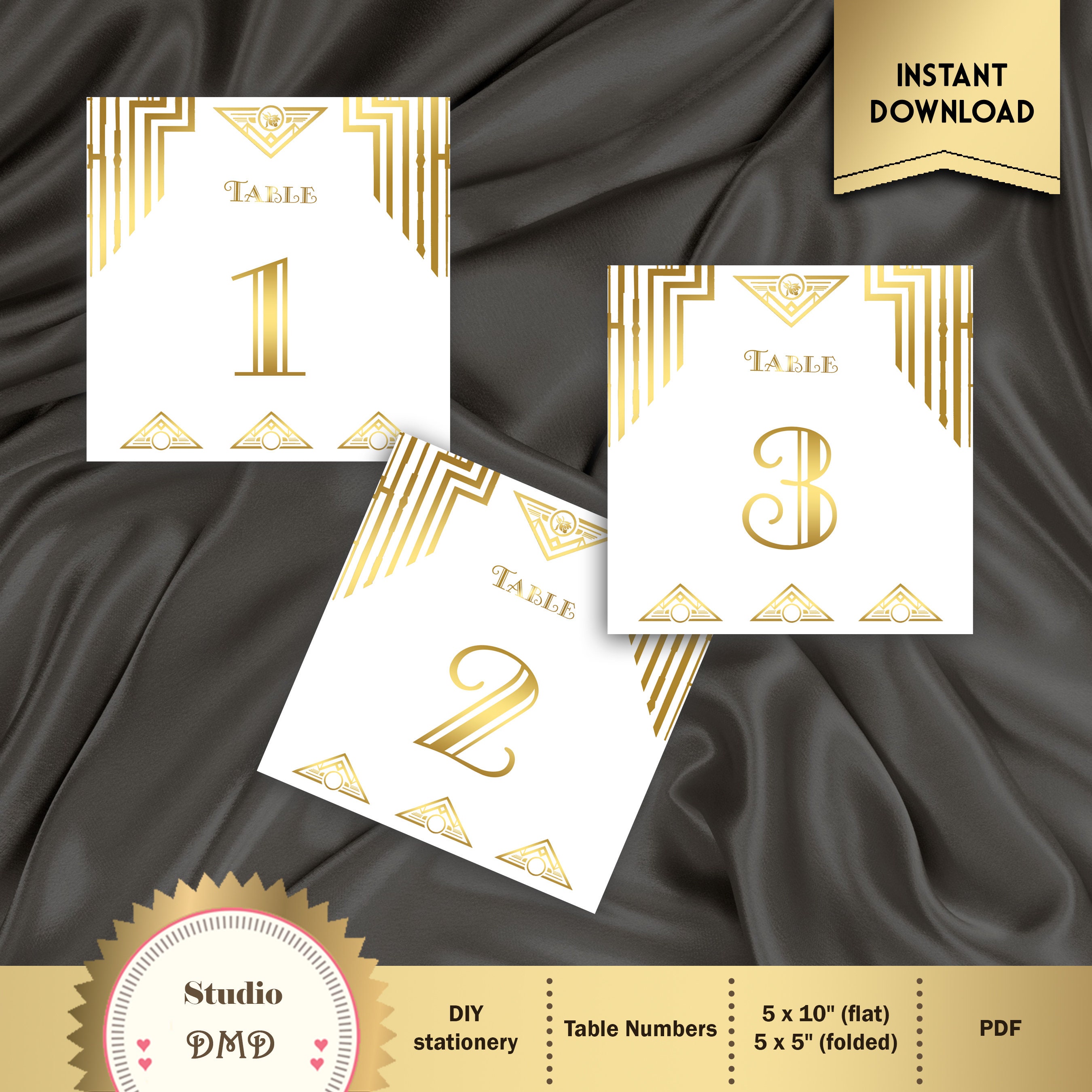 Great Gatsby Art Deco Table Cards Table Numbers Table | Etsy