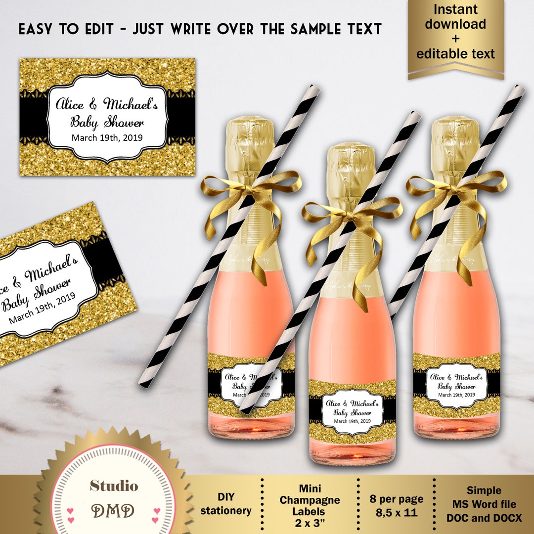 Printable Wine or Champagne Mini Bottle Labels Mini Apple - Etsy