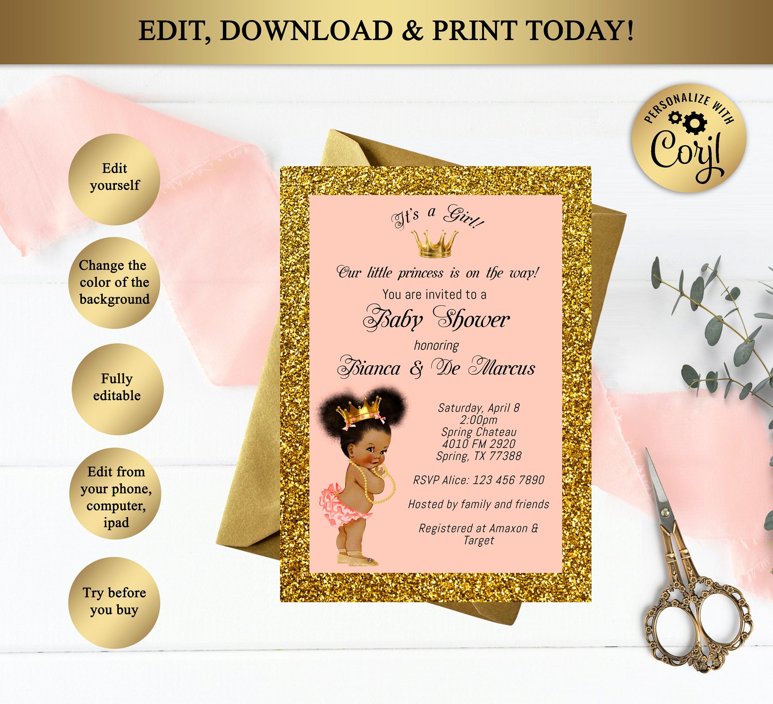 Princess Baby Shower Invitation Little Princess Baby Shower - Etsy