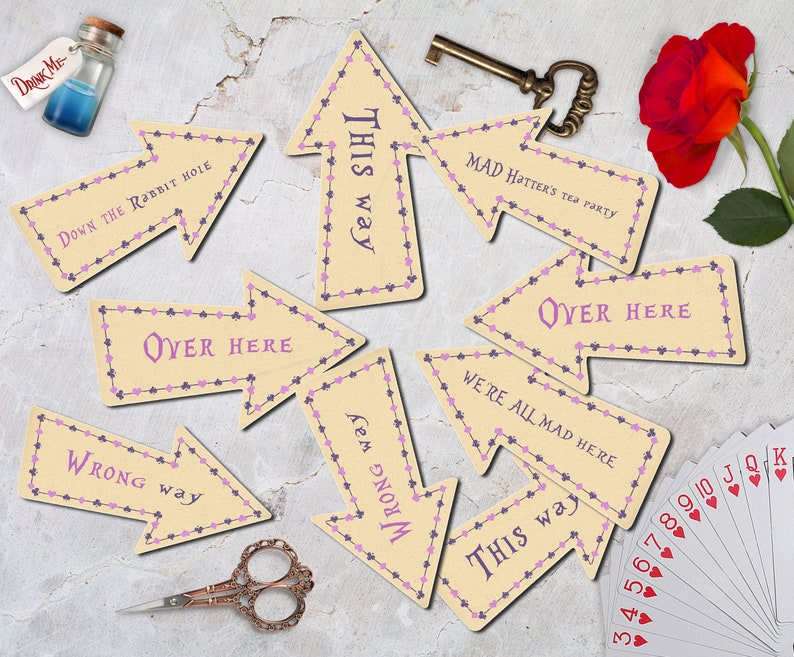 Alice in Wonderland Direction Arrow Signs This Way Mad - Etsy