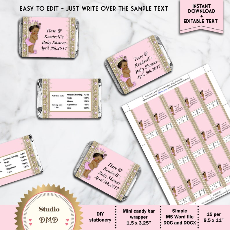 Printable Mini Candy Bar Wrappers Mini Hershey's - Etsy