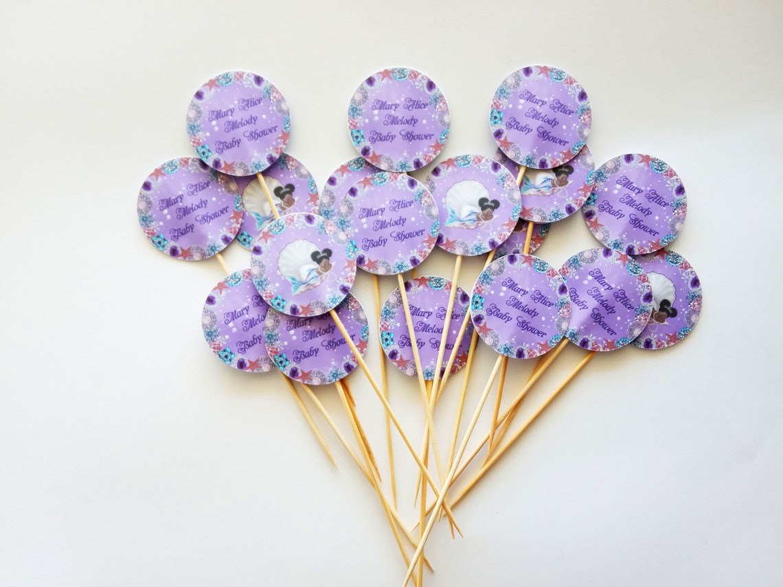 Printable Cupcake Toppers Labels Little Mermaid Baby Shower | Etsy