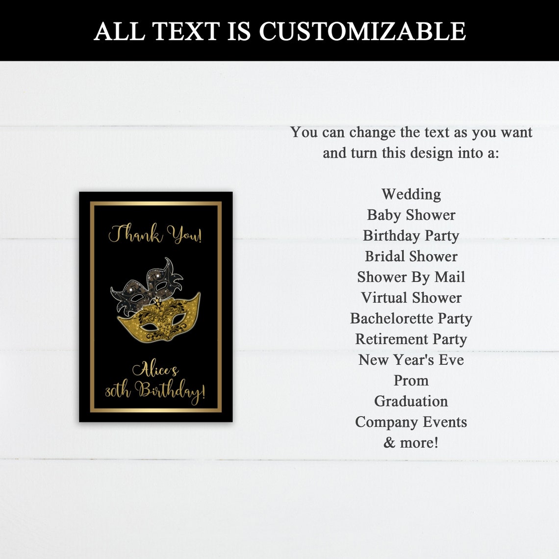 Printable Thank You Tags Favor Tags Labels Masquerade Ball | Etsy