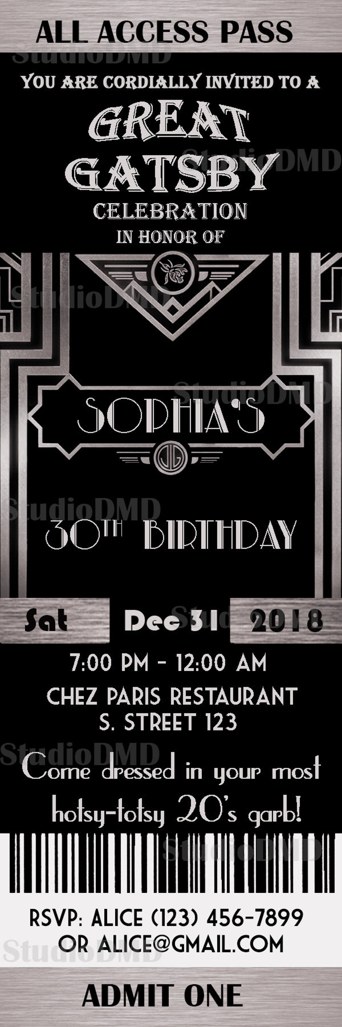 Great Gatsby Style Art Deco Party Invitation Prom - Etsy