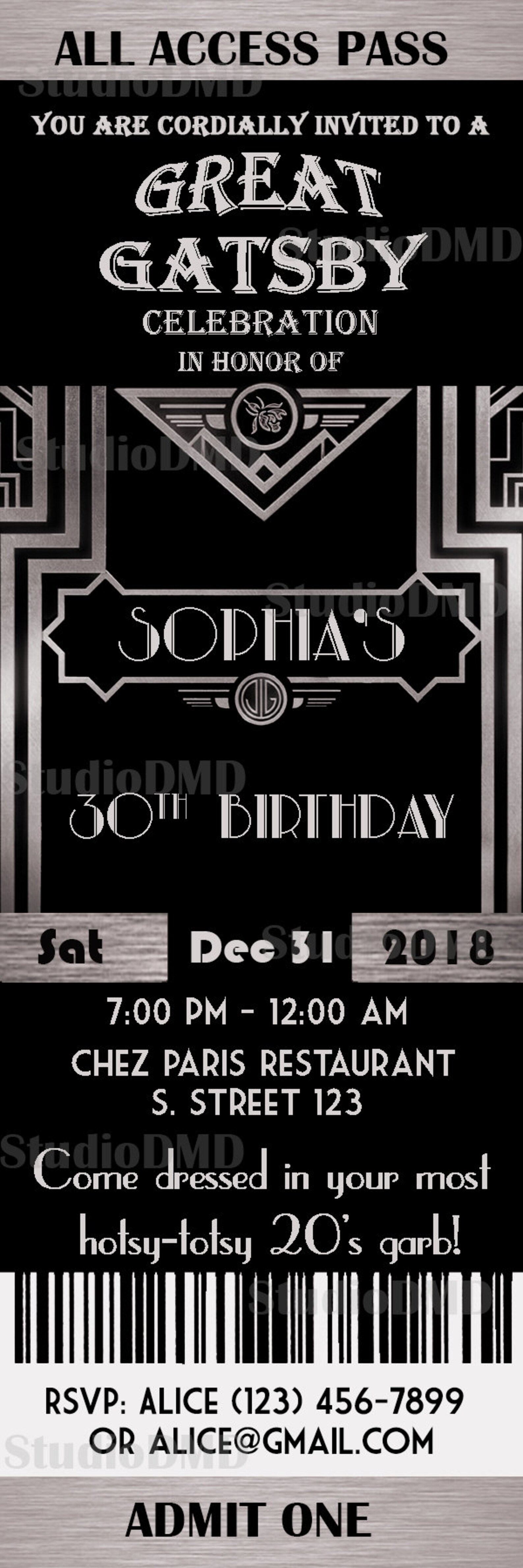 Great Gatsby Style Art Deco Party Invitation Prom - Etsy