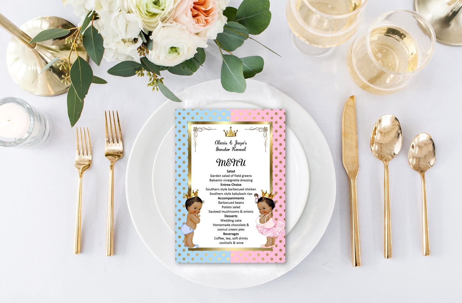 Printable Menu Card Template Gender Reveal Menu Baby Shower | Etsy