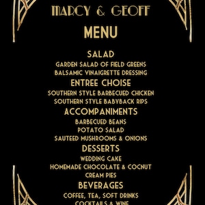 Printable Menu Card Template Great Gatsby Style Art Deco - Etsy