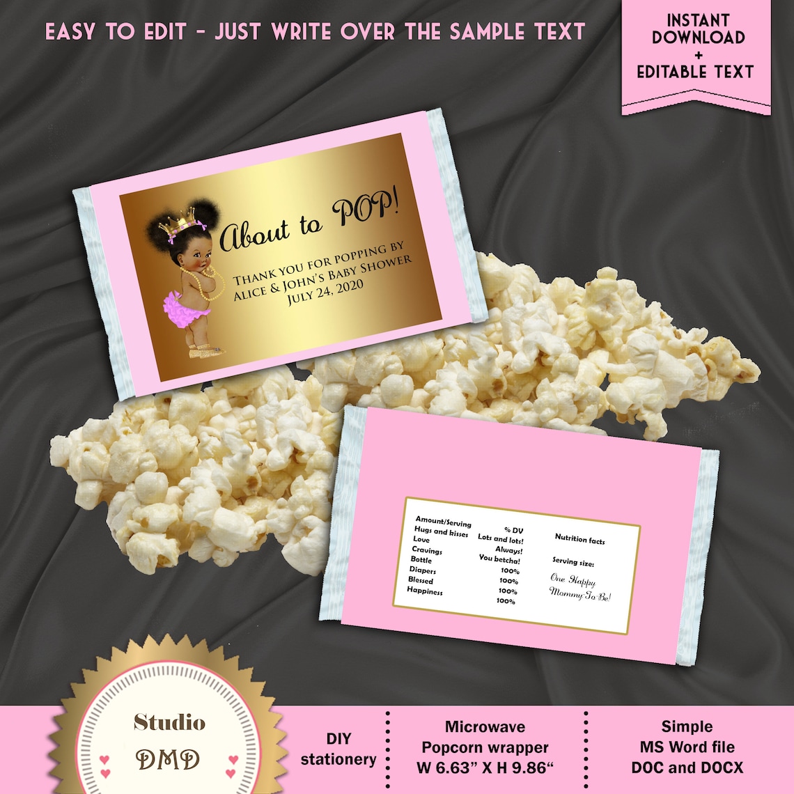Printable Microwave Popcorn Wrapper Ready to Pop Little - Etsy