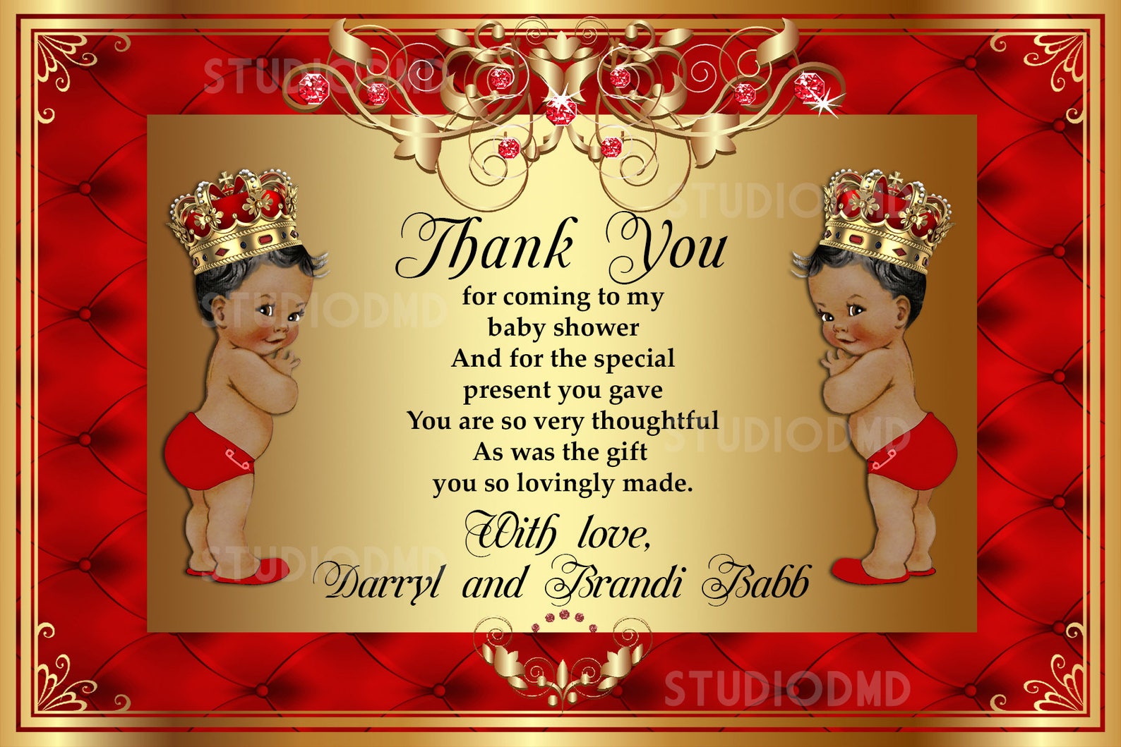 Printable Baby Shower Thank You Card Little Princes Royal - Etsy