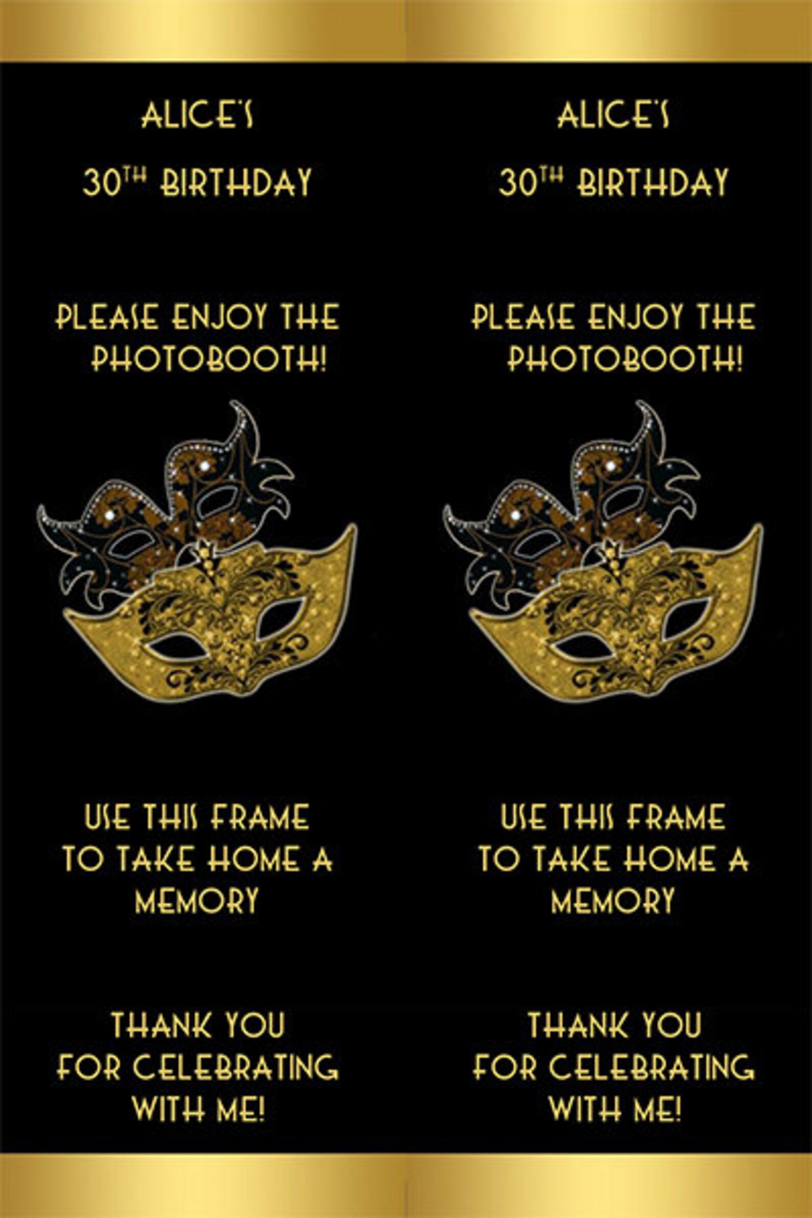 Printable Masquerade Photo Booth Frame Favor Insert Black and - Etsy
