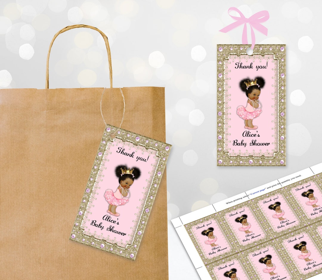 Printable Baby Shower Thank You Tags, Favor Tags, Princess Baby Shower ...