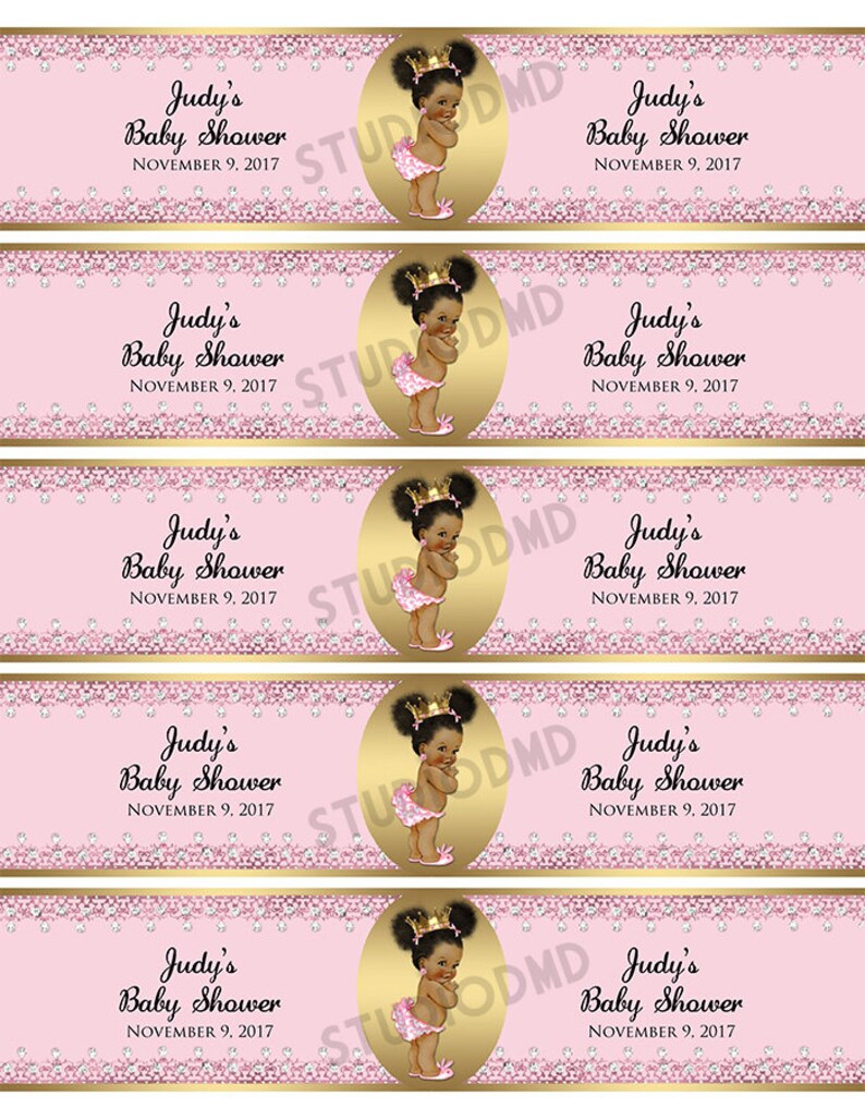 Printable Pink and Gold Baby Shower Water Bottle Labels | Etsy