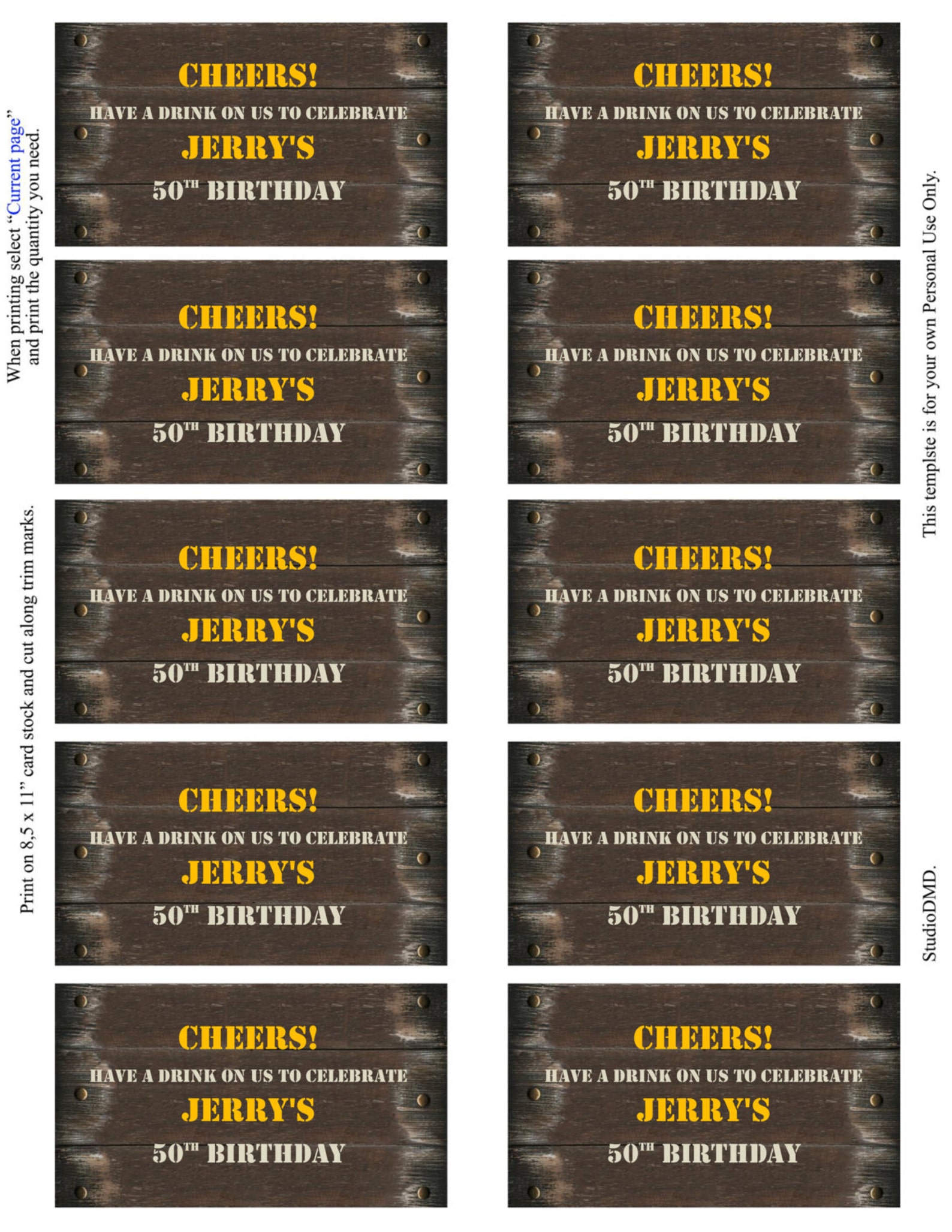 Rustic Drink Tickets Beer Birthday Party Drink Ticket Bar | Etsy