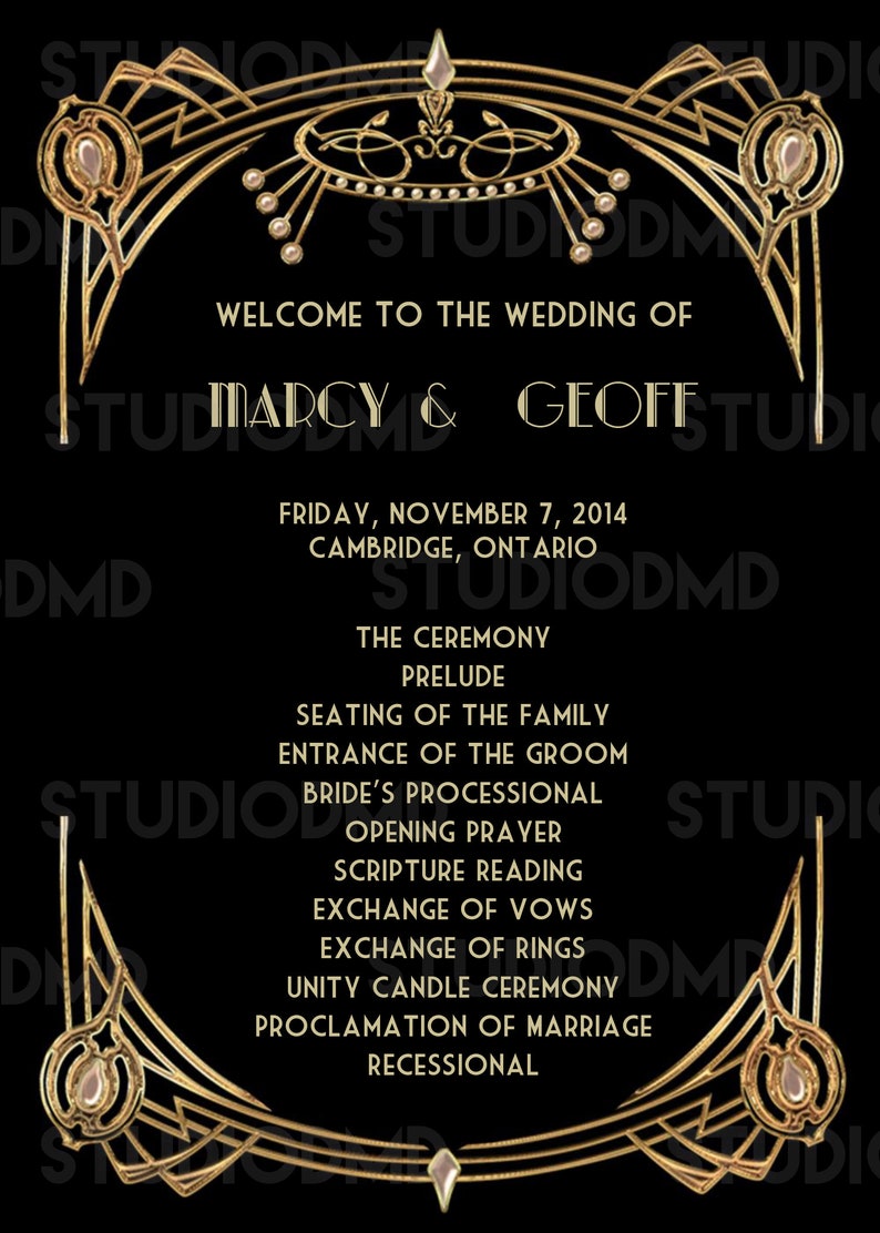 Printable Wedding Program Template Art Deco Great Gatsby - Etsy