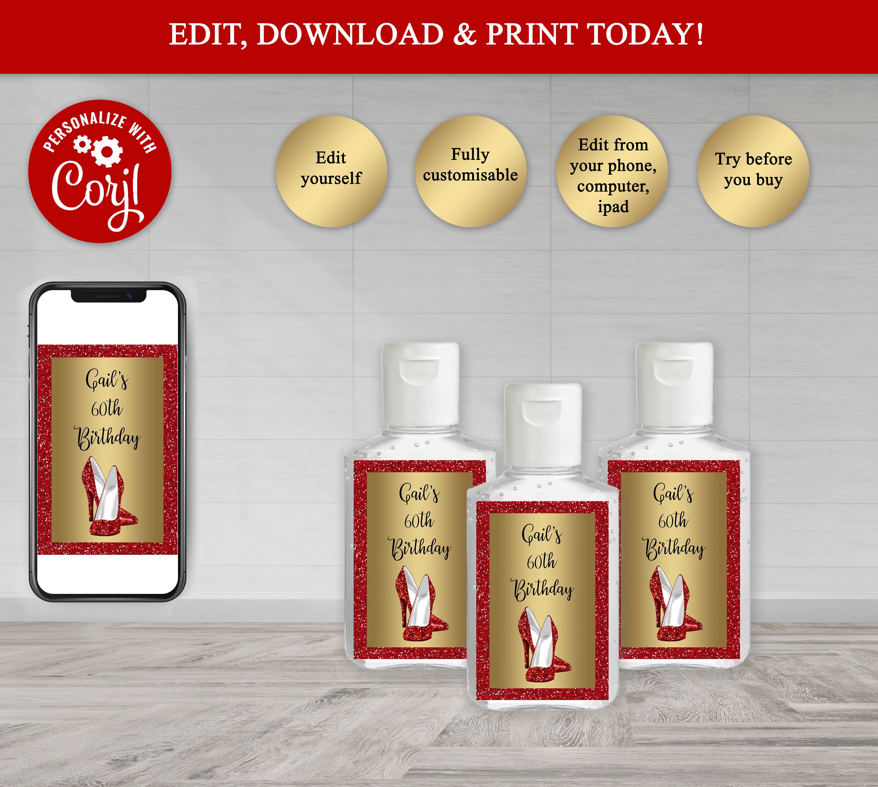 Purell Hand Sanitizer Labels 2 oz. Size Bottle Birthday Favor | Etsy