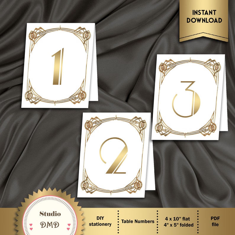 Great Gatsby Art Deco Table Cards Table Numbers Table - Etsy
