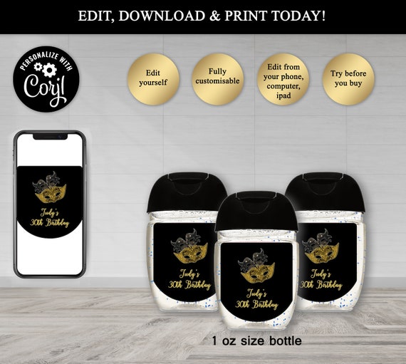 Purell Hand Sanitizer Labels 1 Oz. Size Bottle Birthday Favor | Etsy