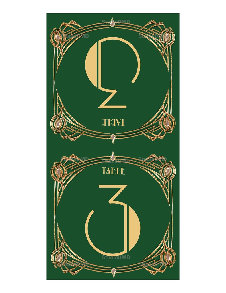 Great Gatsby Art Deco Table Cards Table Numbers Table | Etsy