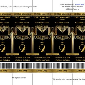 Great Gatsby Style Art Deco Table Numbers Card, Ticket Style, DOWNLOAD ...
