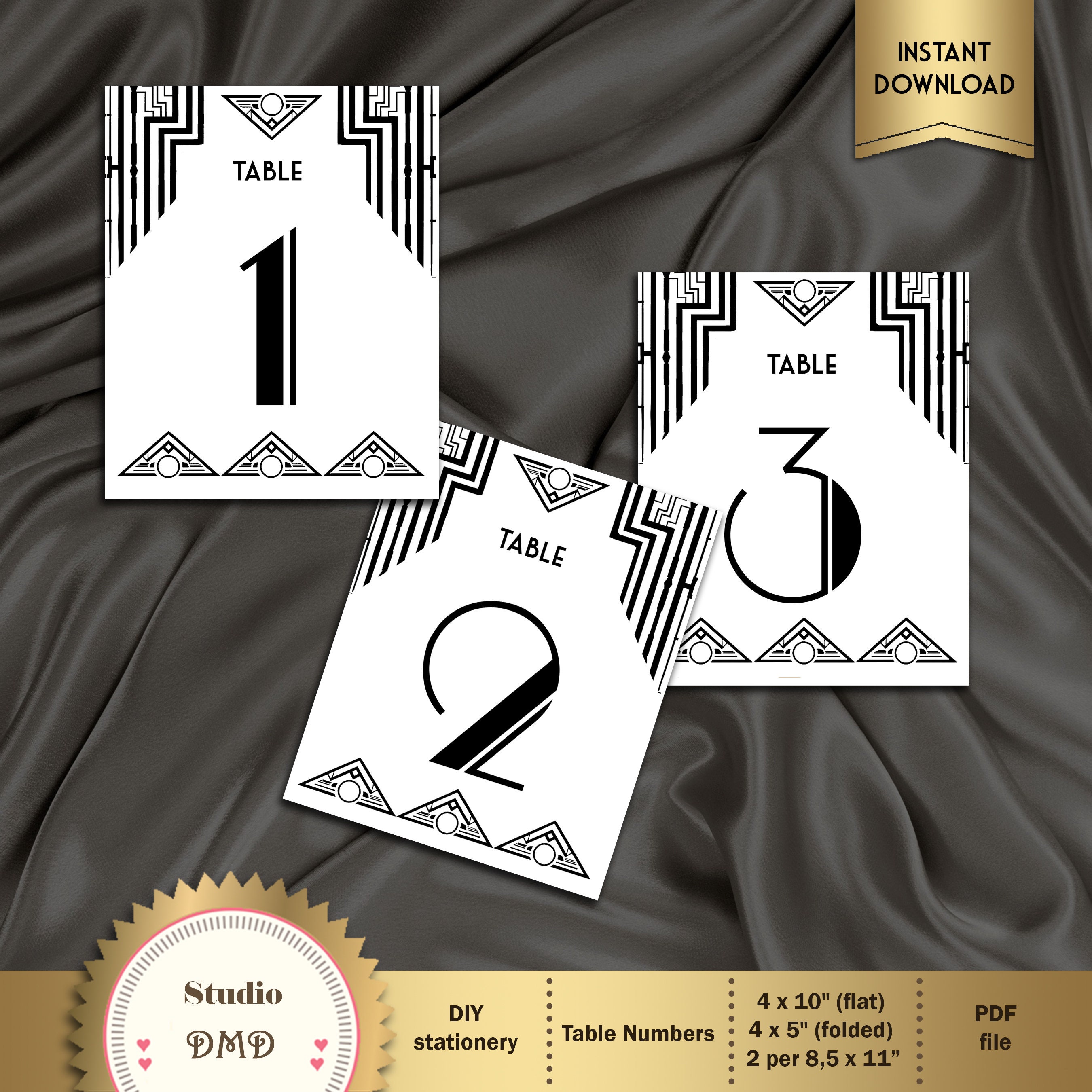 Great Gatsby Art Deco Table Cards Table Numbers Table | Etsy