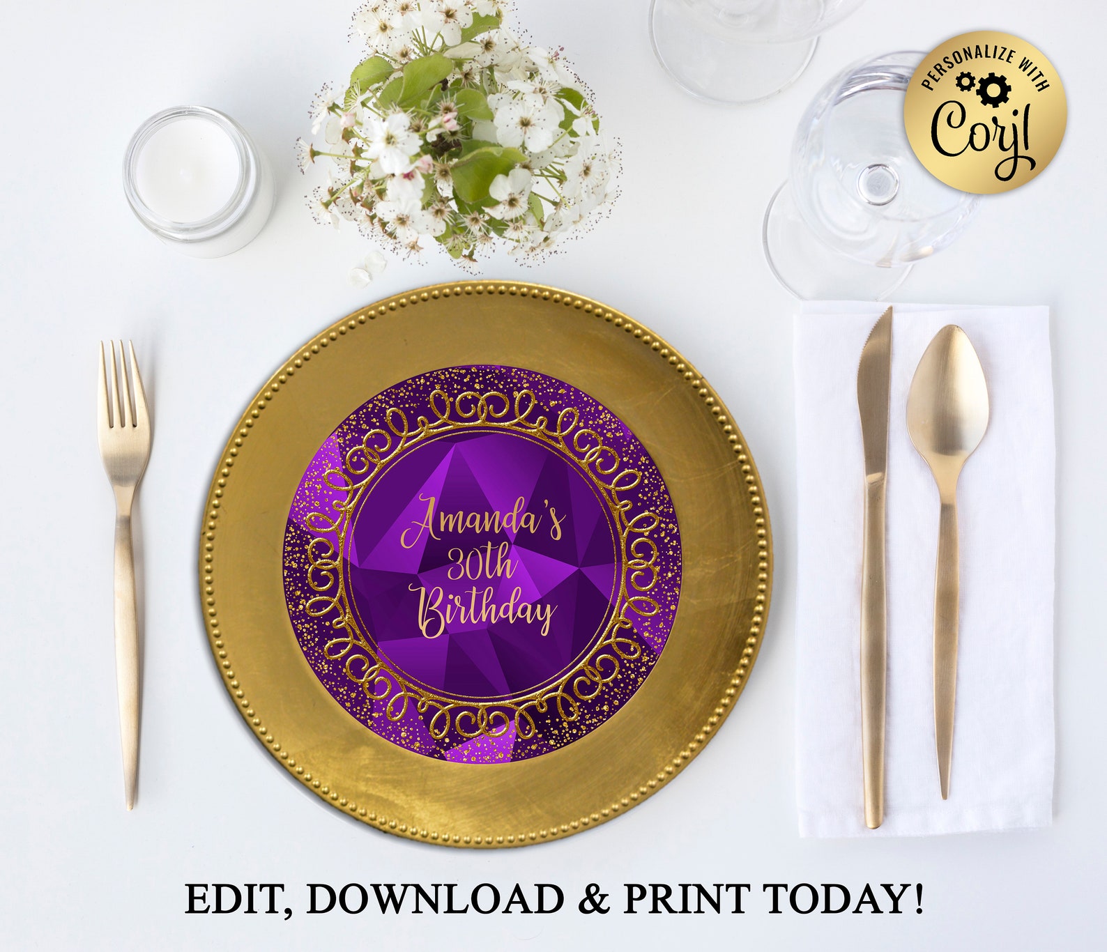 Printable Charger Plate Insert or Centerpiece Birthday - Etsy