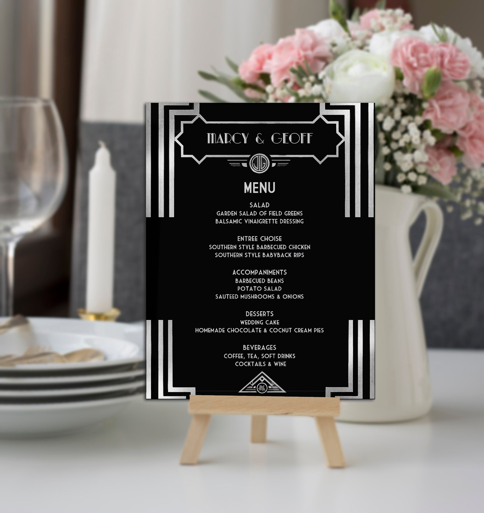 Printable Menu Card Template Great Gatsby Style Art Deco - Etsy